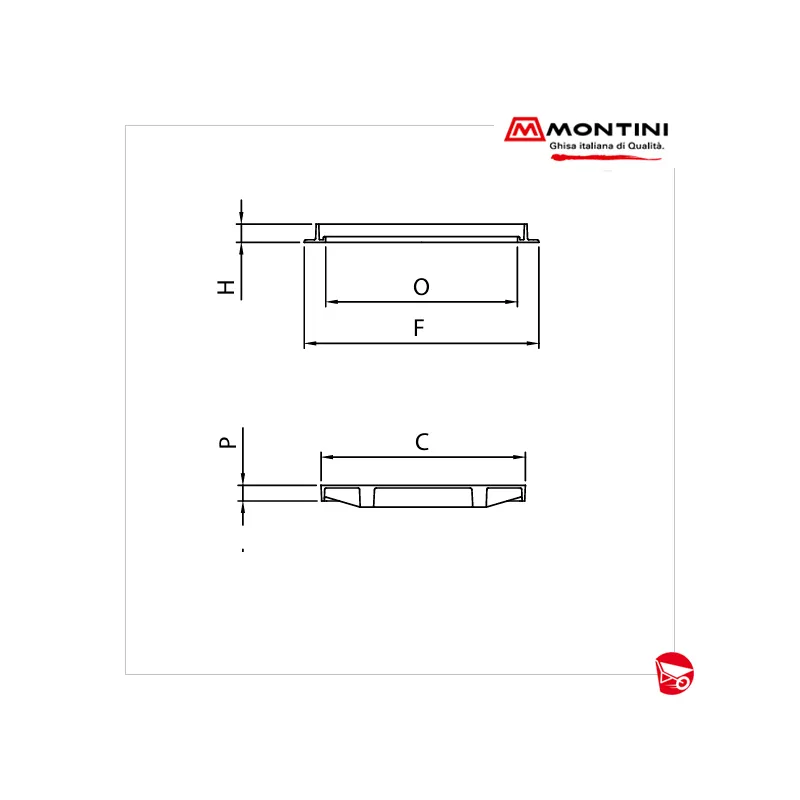MONTINI chiusino Urbe C250 quadrato Misure chiusini Montini 300 x 300 mm