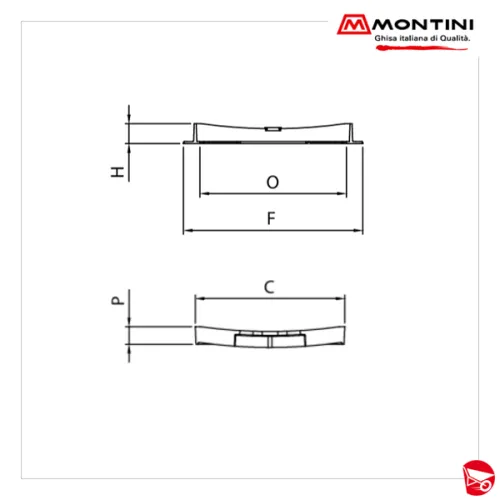 MONTINI caditoia PLUVIA quadrata classe C250 Inclinazione griglie Piana ...